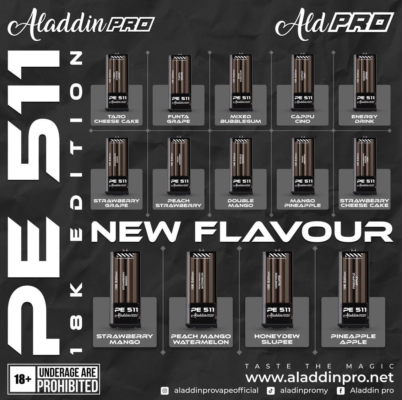 ALADDIN PRO PE511 18000 PUFFS Pre-Filled Cartridge Genuine Stock Buy ...